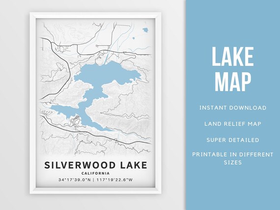 Printable Map of Silverwood Lake California USA Instant - Etsy India