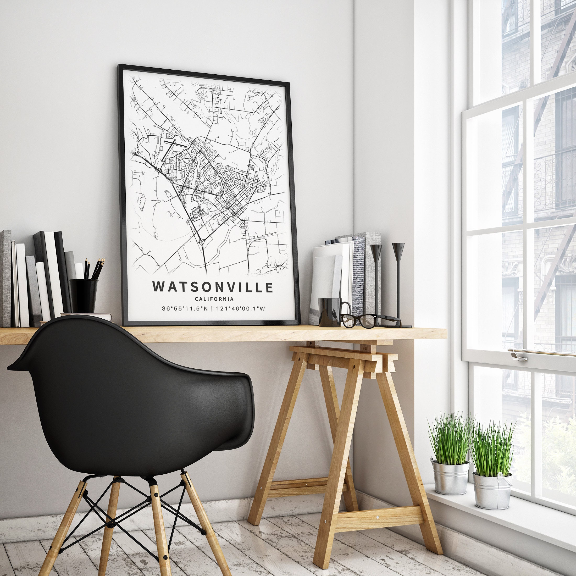 Printable Map of Watsonville California CA United States | Etsy