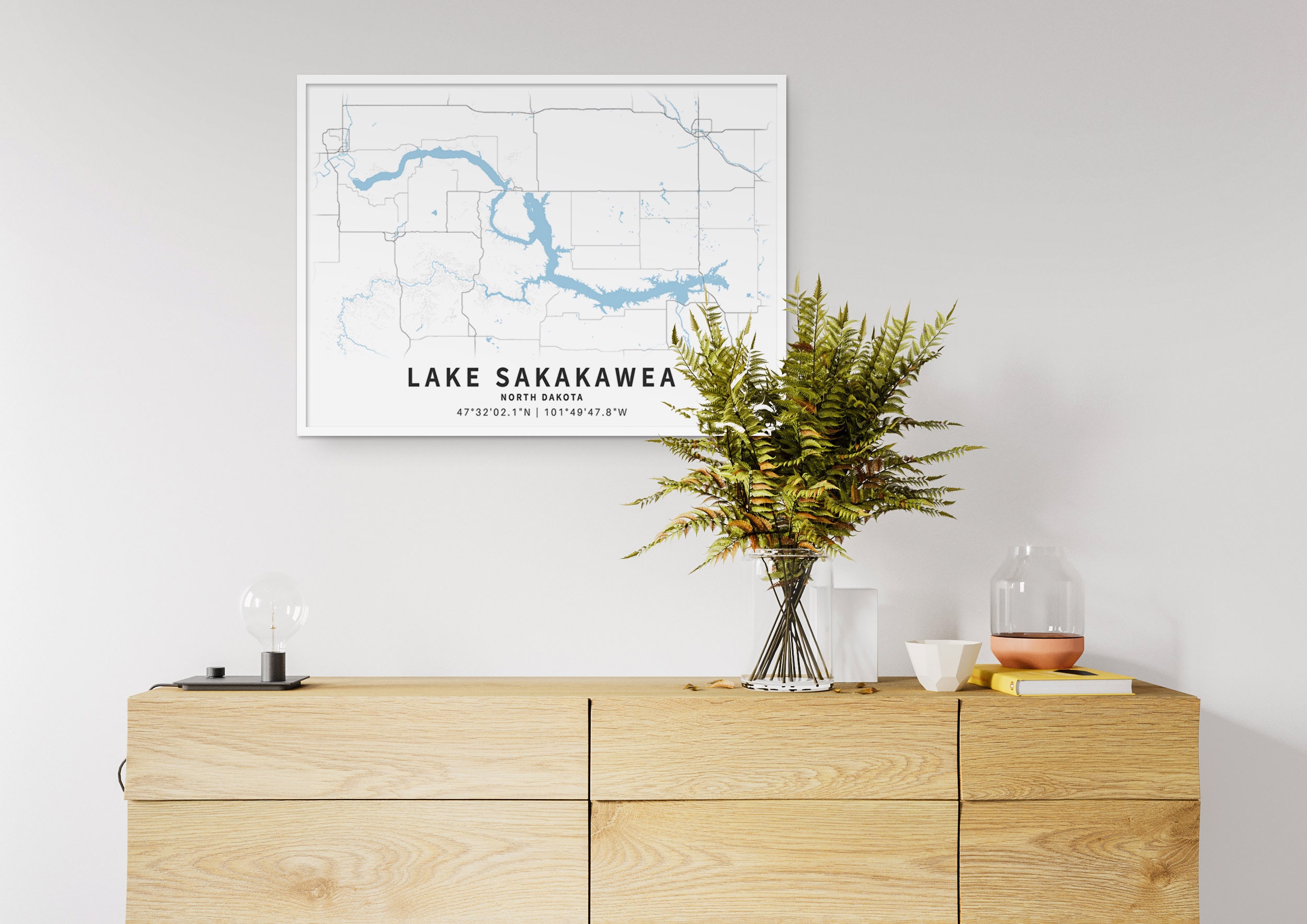 Printable Map of Lake Sakakawea North Dakota United States | Etsy