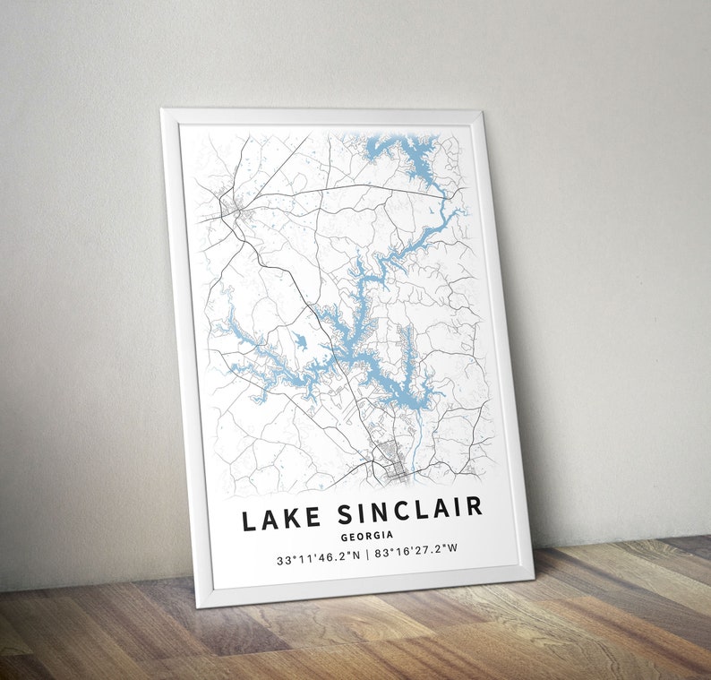 Printable Map of Lake Sinclair Georgia United States - Etsy