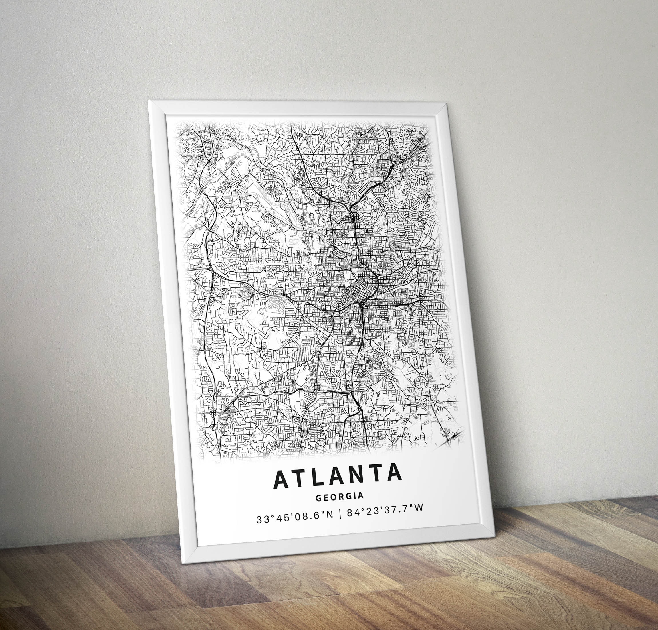 Atlanta Georgia Map With Street Names, Printable Atlanta City Poster ...