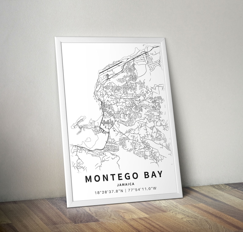 Printable Map of Montego Bay, Jamaica With Street Names - Instant ...
