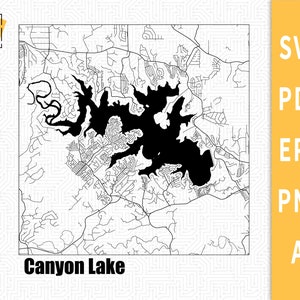 Layered Map of Canyon Lake, Texas Map Vector File - SVG \ PDF \ PNG ...