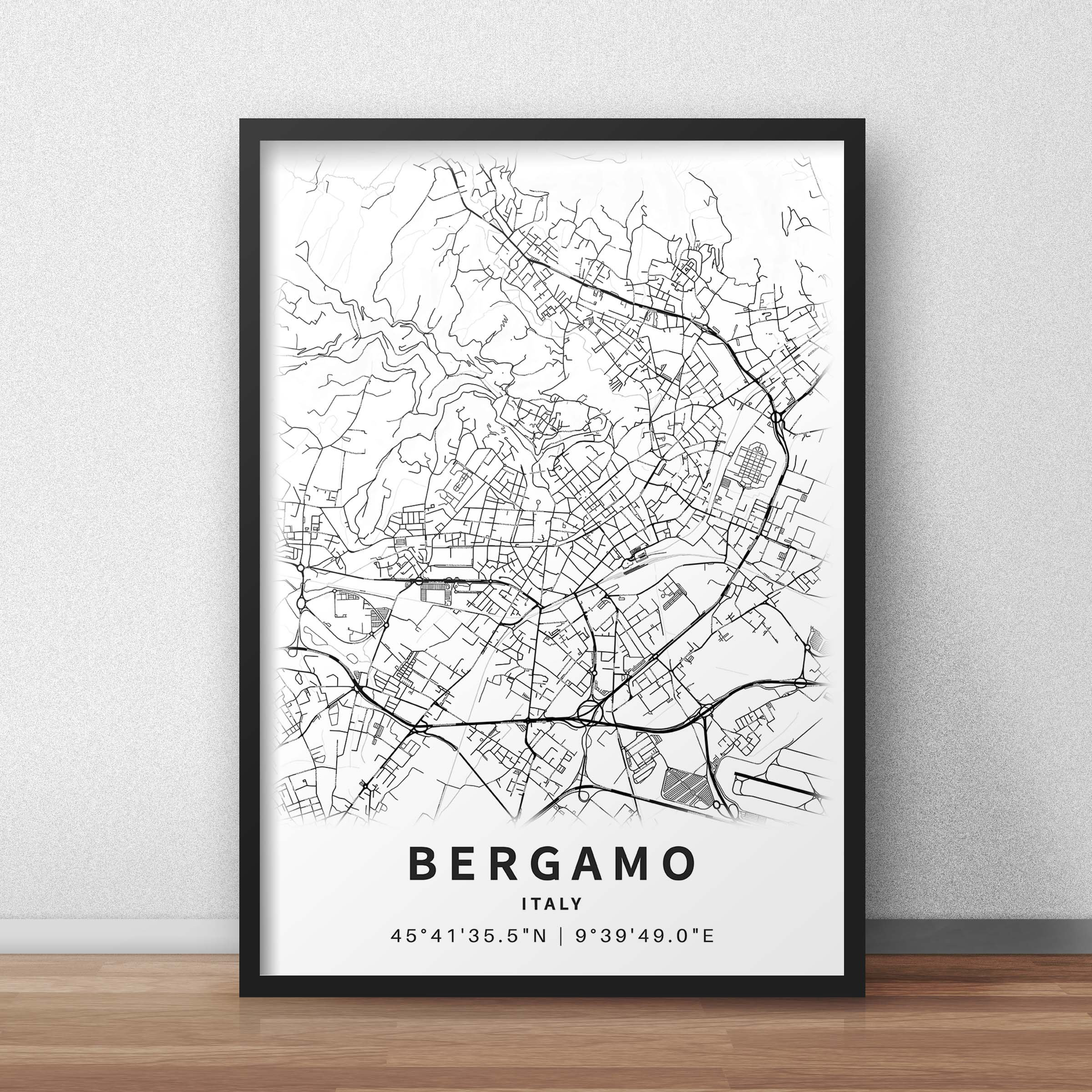 Printable Map of Bergamo, Italy With Street Names - Instant Download ...