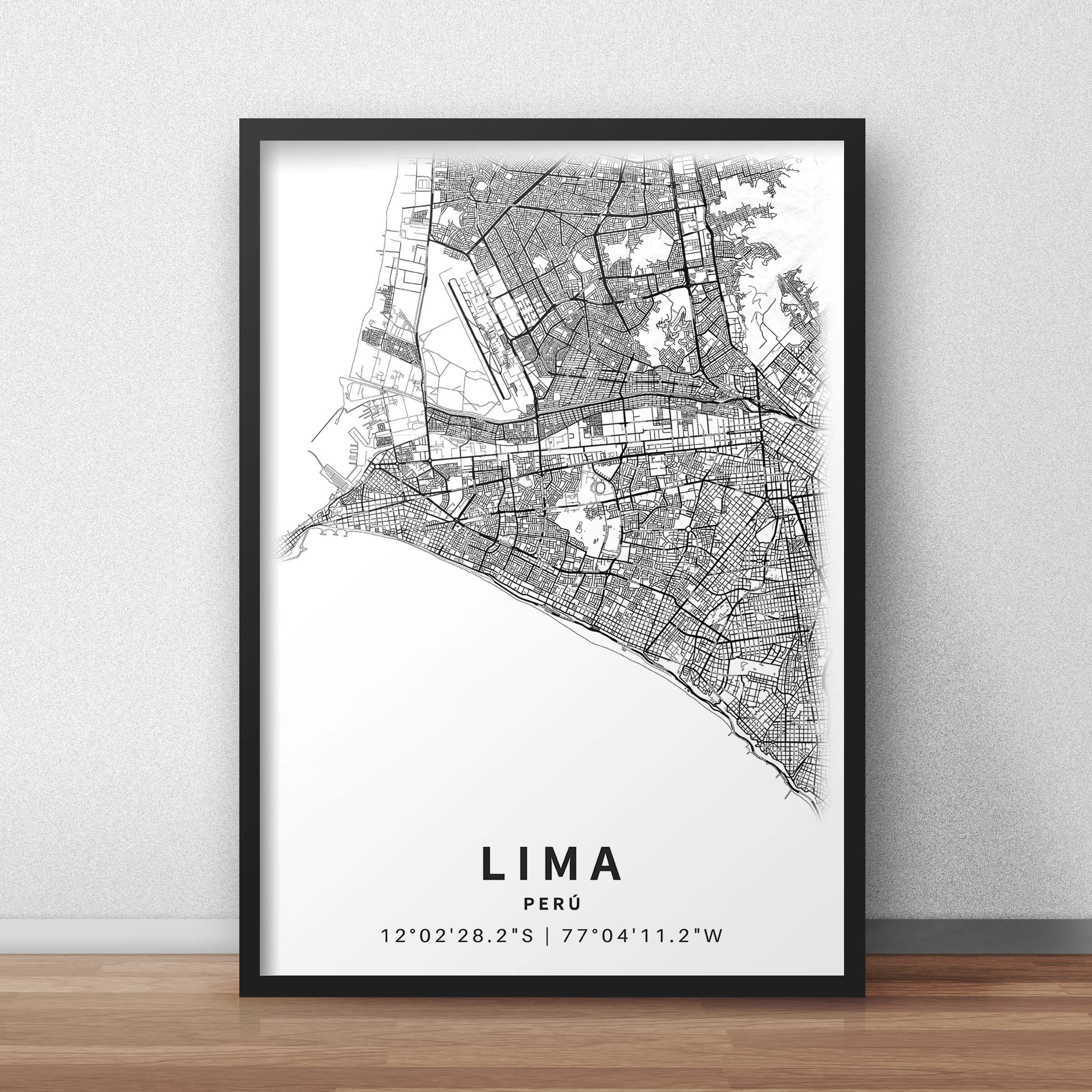 Printable Map of Lima Peru With Street Names Instant - Etsy