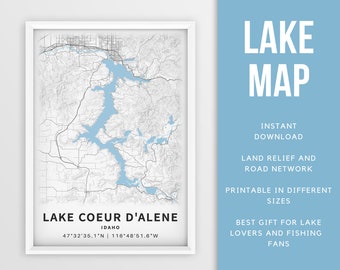 Lake Coeur D'alene Wood Map - Etsy