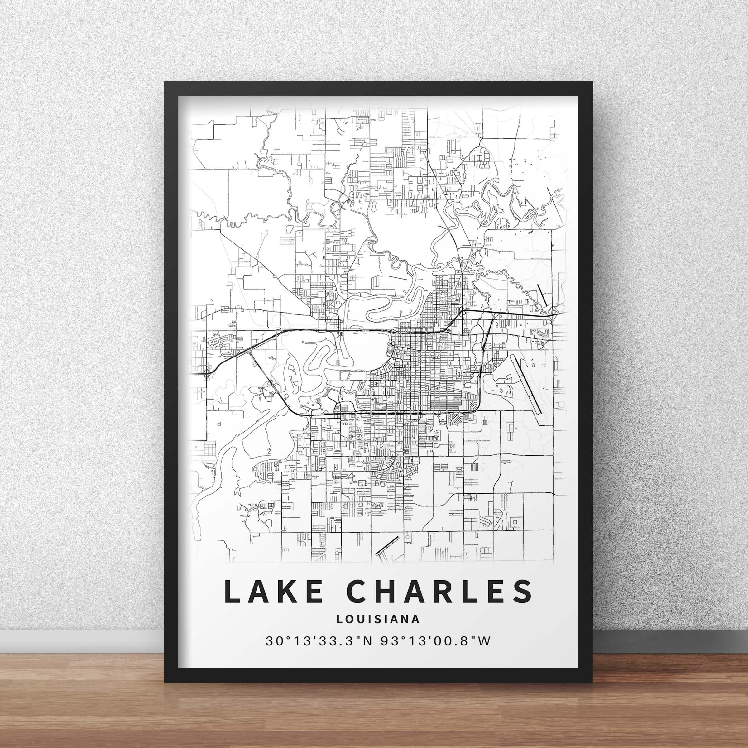 Printable Map of Lake Charles Louisiana United States With - Etsy