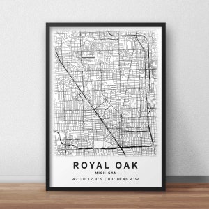 Printable Map of Royal Oak, Michigan, USA With Street Names - Instant ...