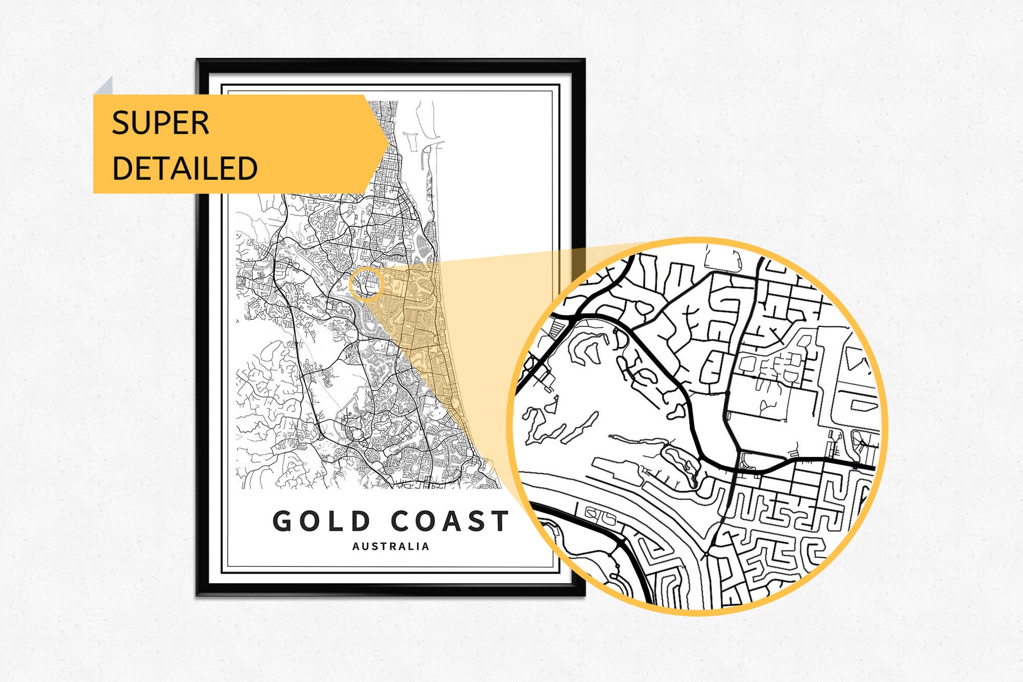 Printable Map of Gold Coast Australia Instant Download - Etsy