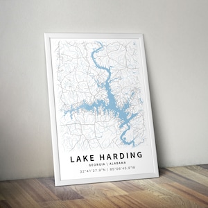 Printable Map of Lake Harding, Alabama, US - Instant Download \ Lake ...