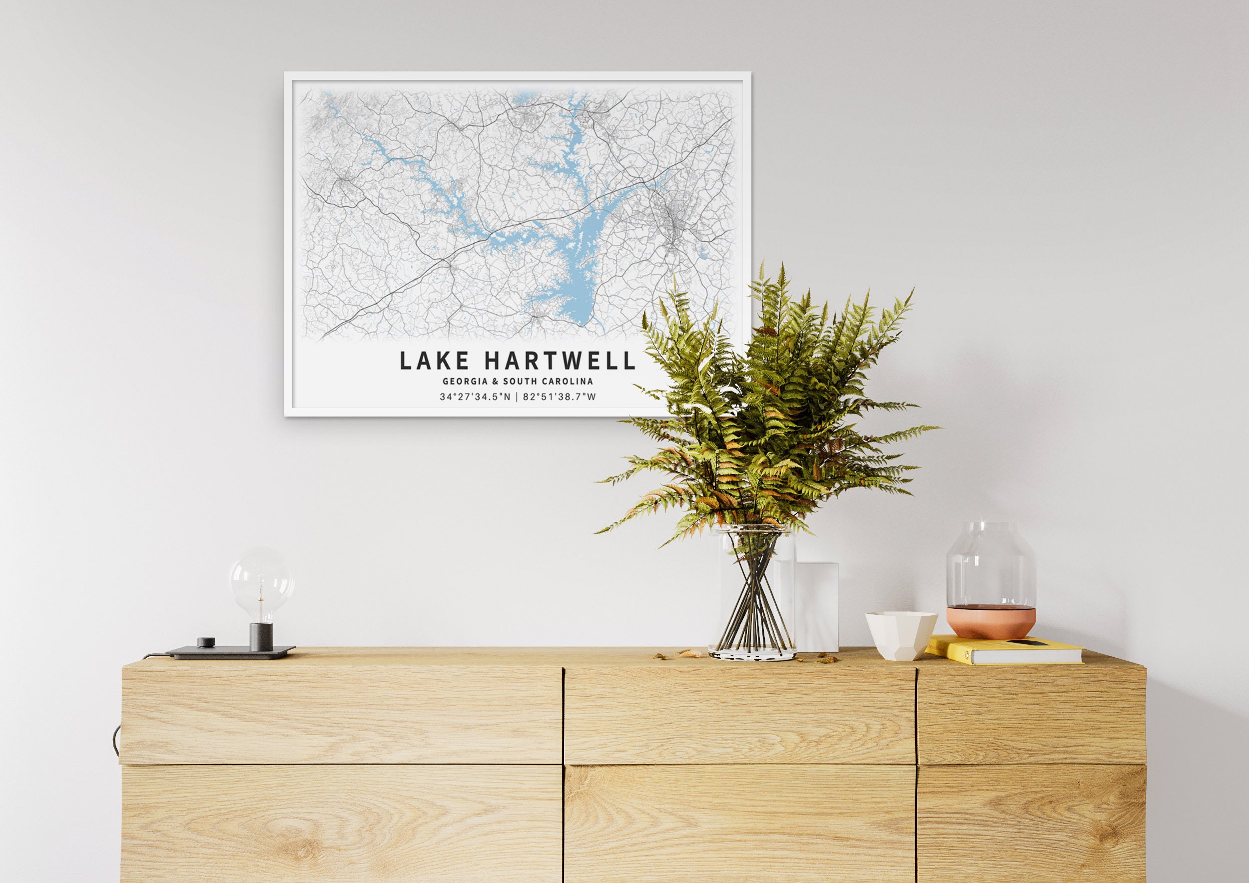Printable Map of Lake Hartwell Georgia and South Carolina - Etsy