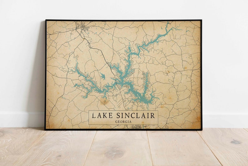 Vintage Style Map of Lake Sinclair Georgia USA Instant - Etsy