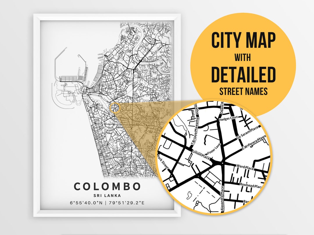 Printable Map of Colombo Sri Lanka With Street Names - Etsy
