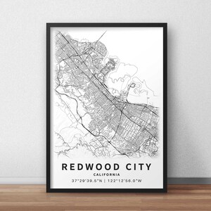 Printable Map Of Redwood City California Usa With Street Names