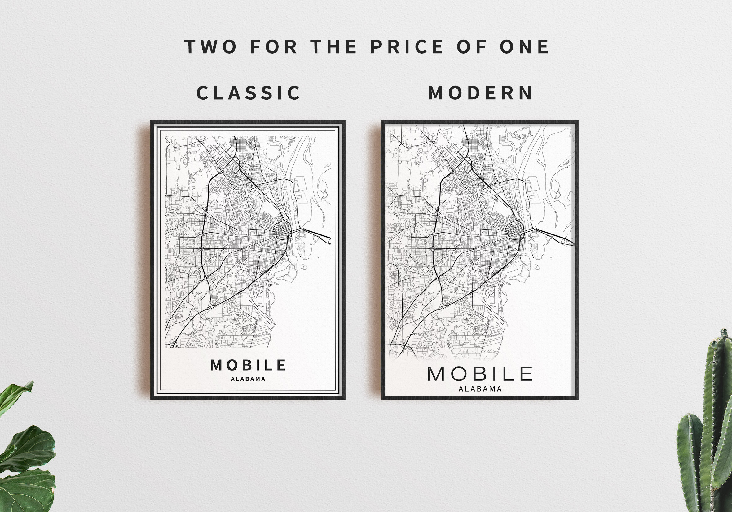 Printable Map of Mobile AL Alabama United States city map | Etsy