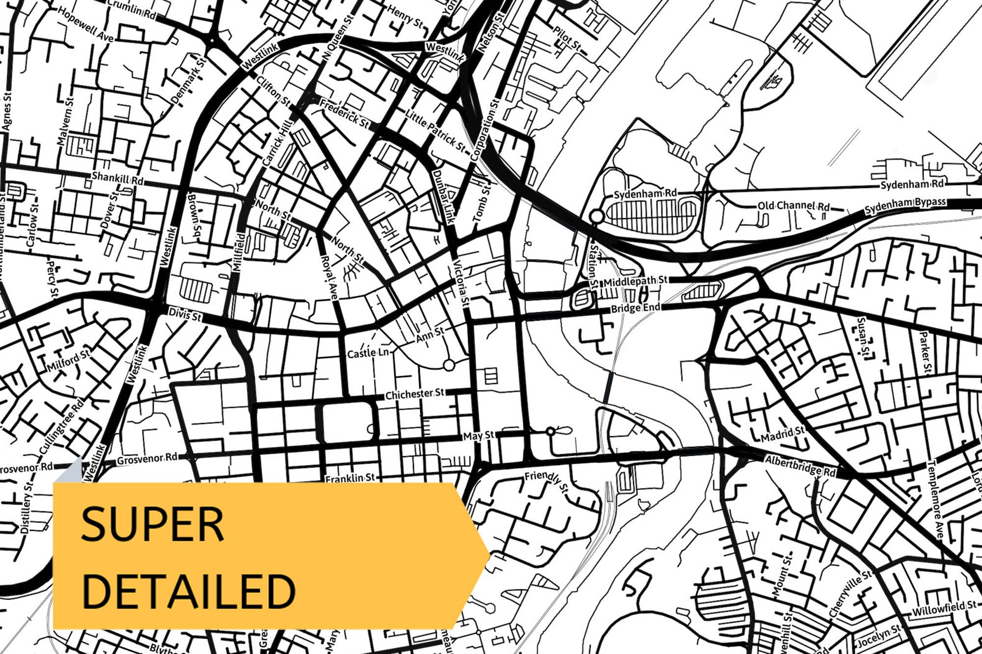Printable Map of Belfast Northern Ireland UK With Street Names - Etsy