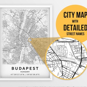 Printable Map of Budapest Hungary With Street Names Instant | Etsy