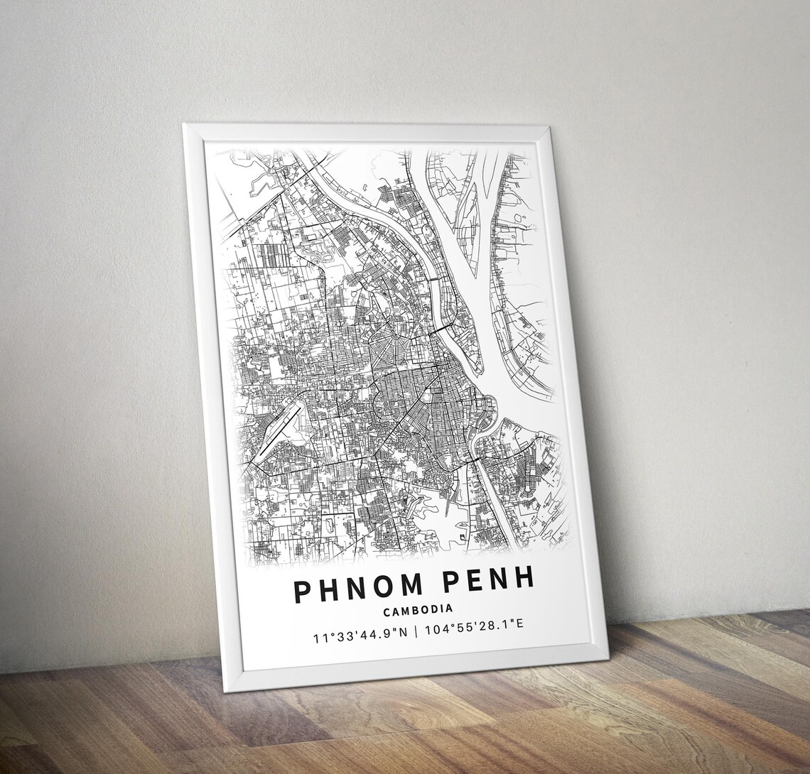 Printable Map of Phnom Penh Cambodia With Street Names - Etsy