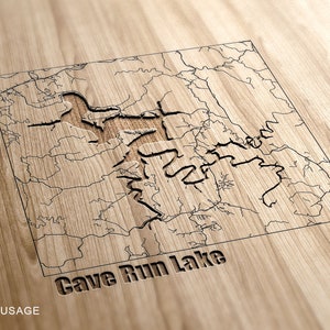 Layered Map of Cave Run Lake, Kentucky Map Vector File - SVG \ PDF ...
