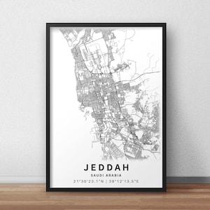 Printable Map of Jeddah, Saudi Arabia With Street Names - Instant ...