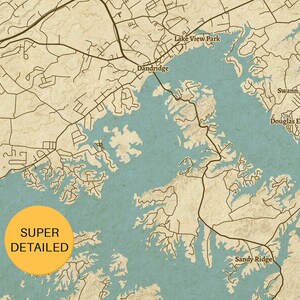Printable Vintage Style Map of Douglas Lake, Tennessee, USA With City ...
