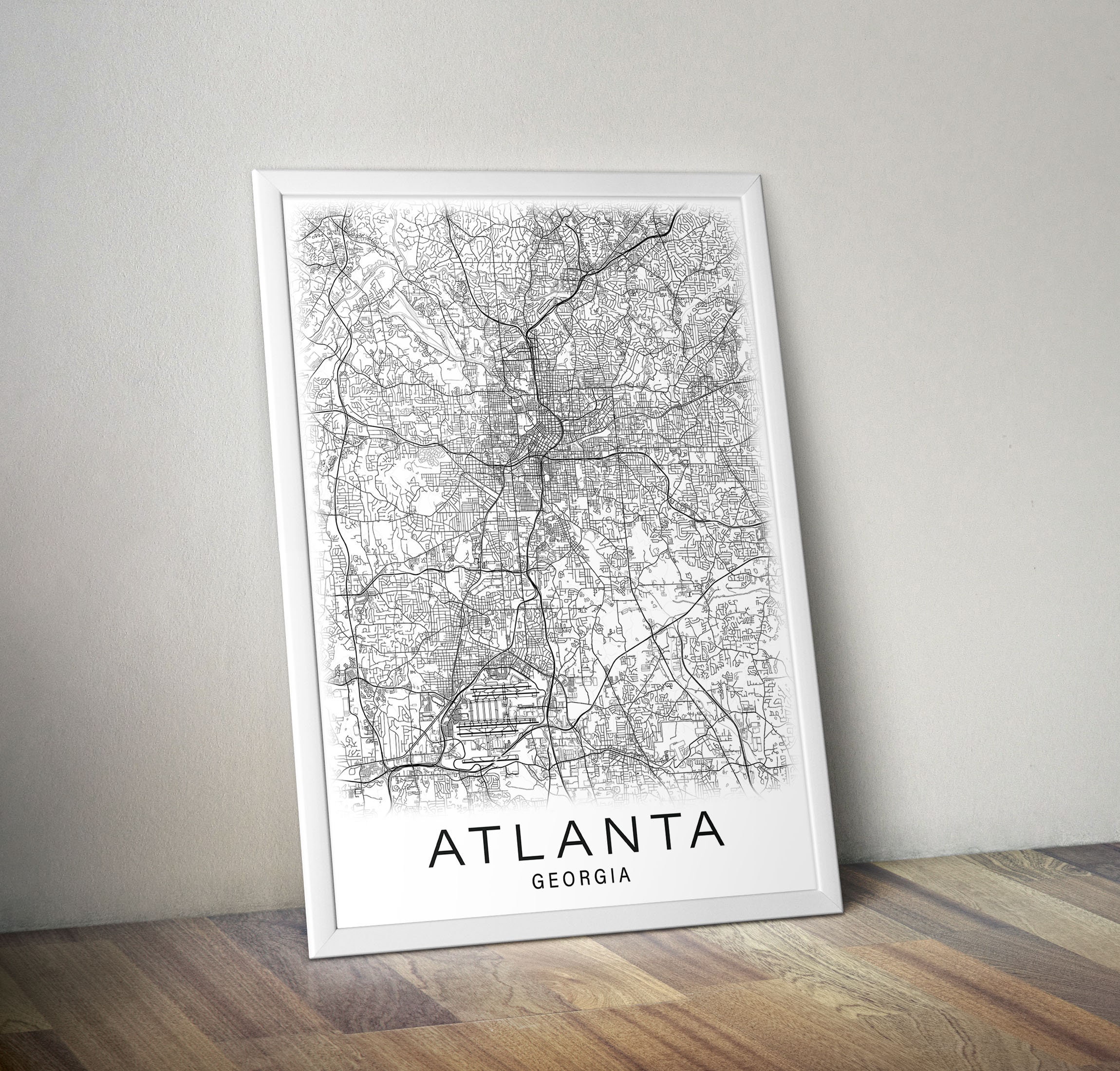 Mapa imprimible de Atlanta GA mapa print Georgia USA mapa de - Etsy México