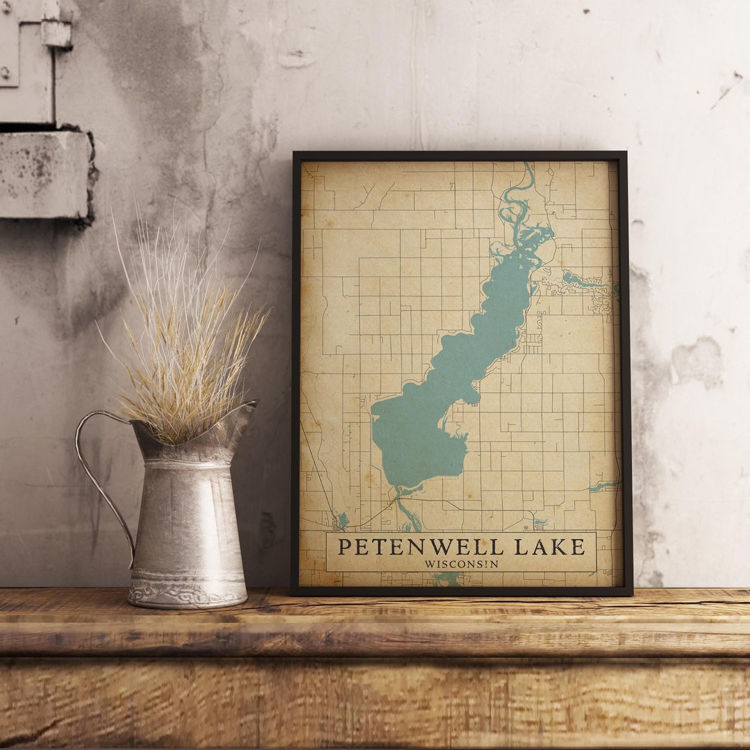 Printable Vintage Style Map of Petenwell Lake Wisconsin USA - Etsy