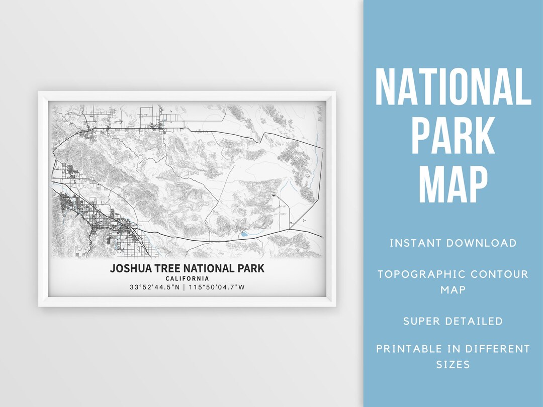 Printable Map Joshua Tree National Park California Topography - Etsy