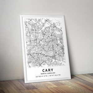 Printable Map of Cary, North Carolina, USA With Street Names - Instant ...