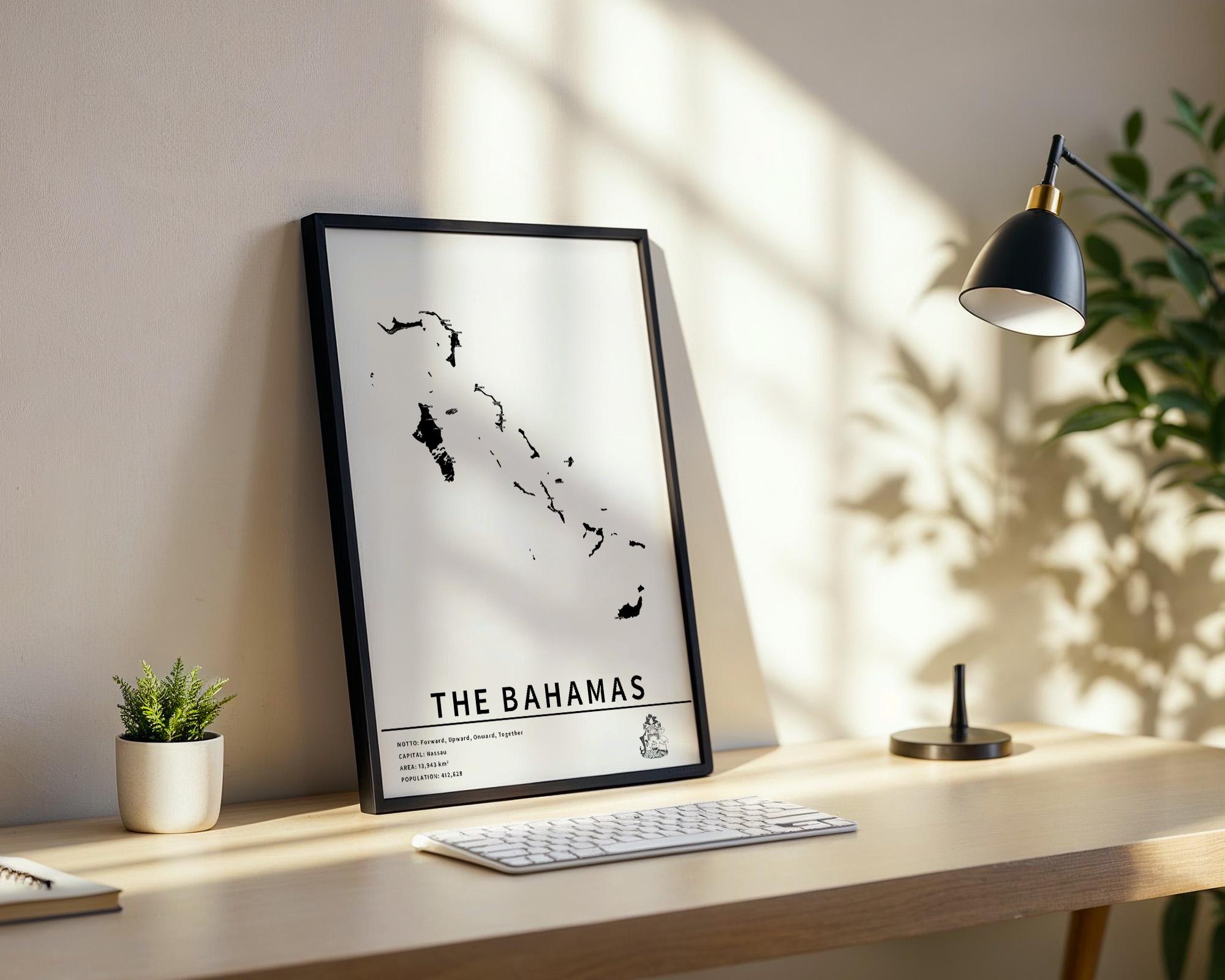 The Bahamas Map Poster, Printable Bahamian Road Map With City Names ...