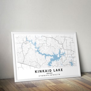 Printable Map of Kinkaid Lake, Indiana, US - Instant Download \ Lake ...