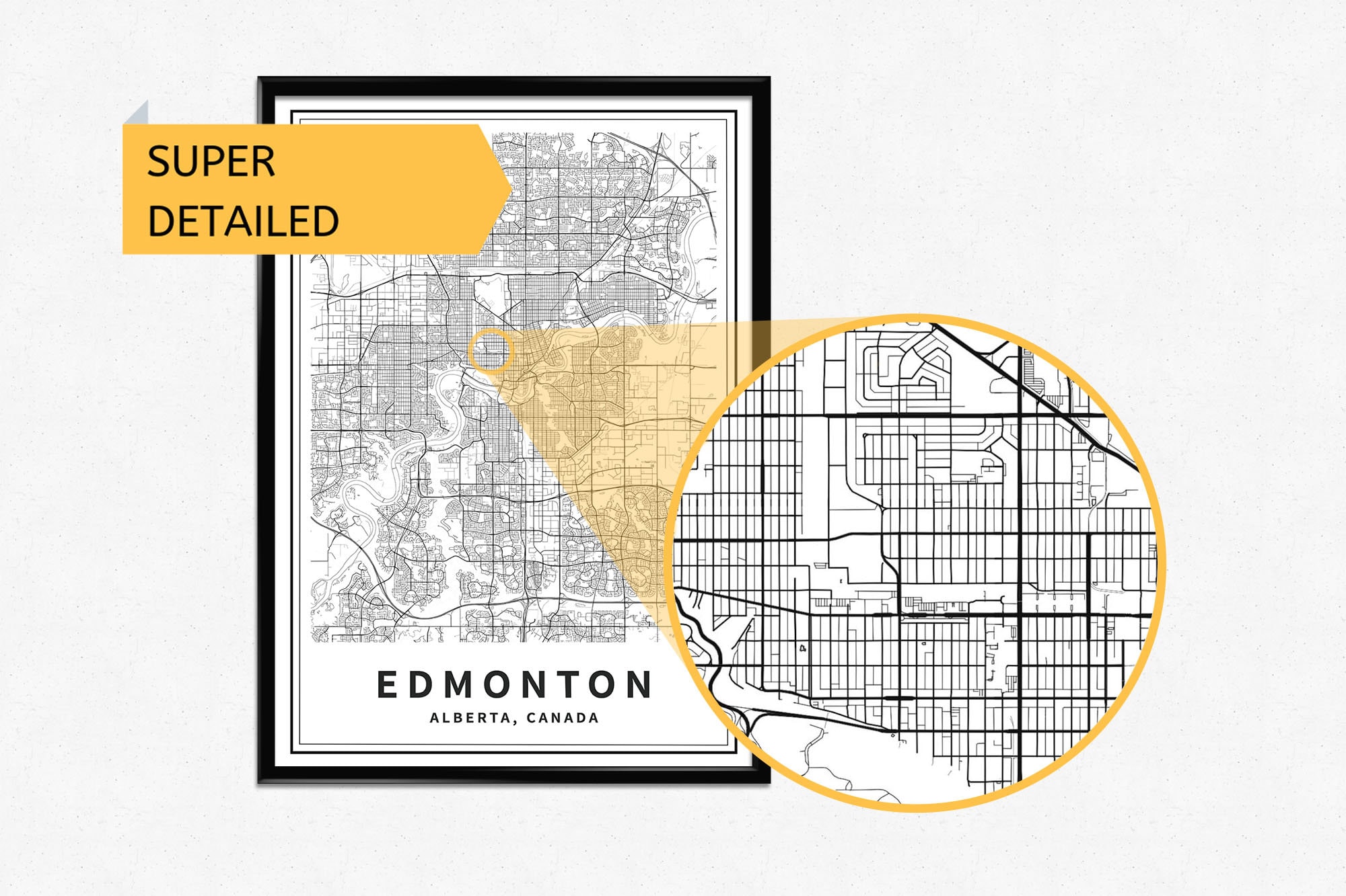 Edmonton Canada map print Alberta city map Instant Download | Etsy