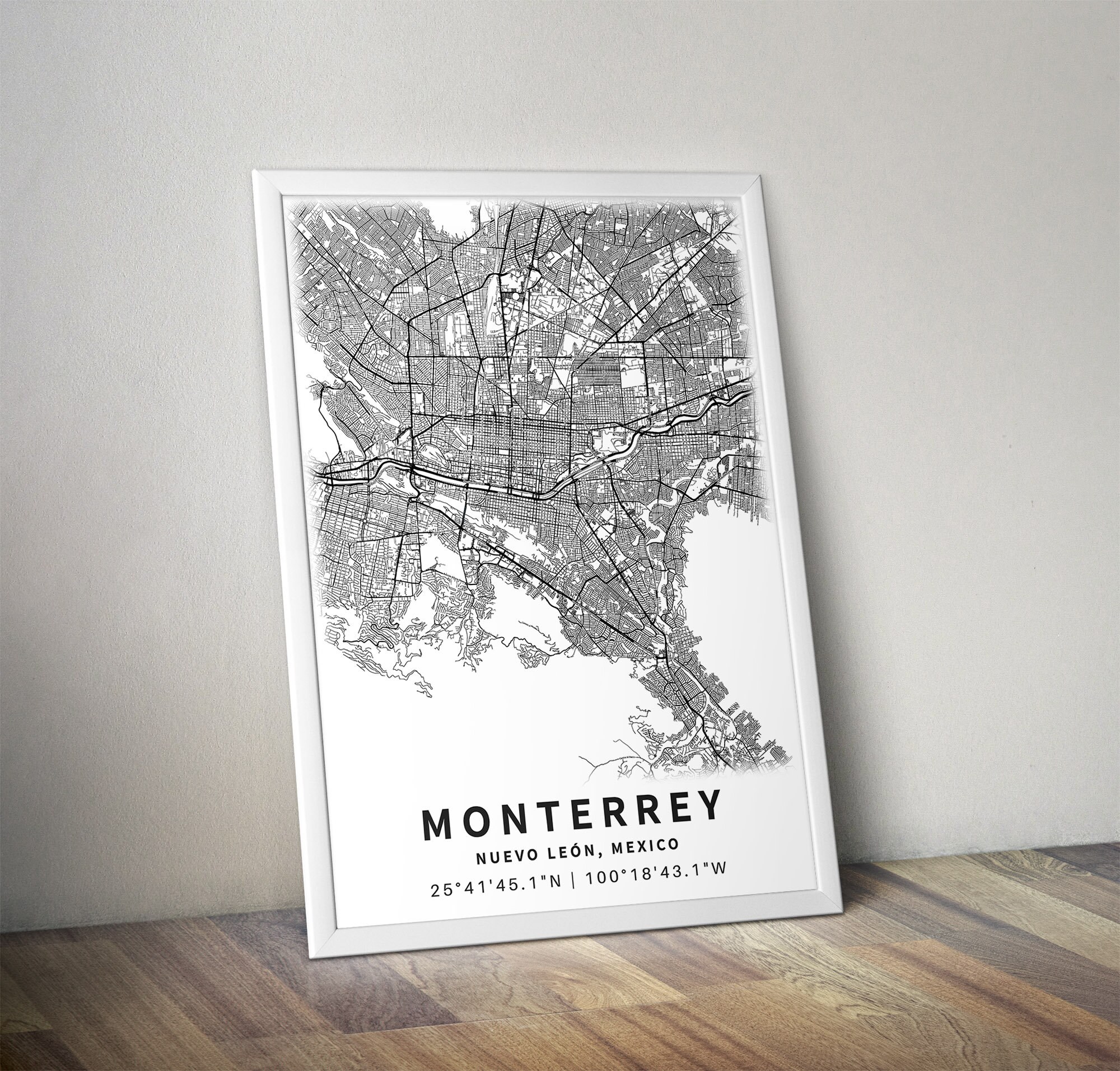 Mapa imprimible de Monterrey, México con nombres de calles - Descarga ...