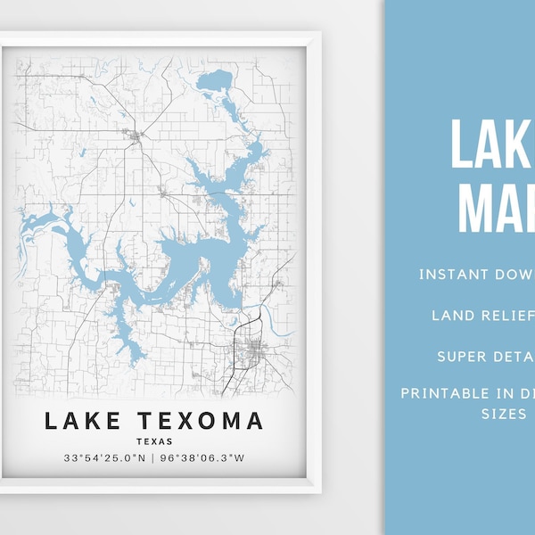 Lake Texoma Map Svg - Etsy
