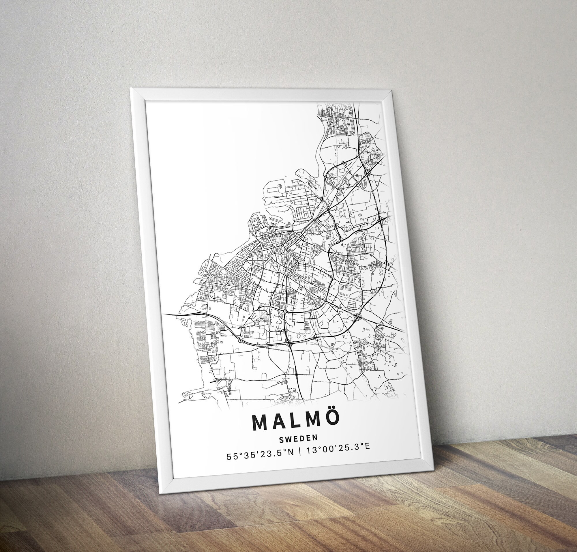 Printable Map of Malmo, Sweden With Street Names - Instant Download ...