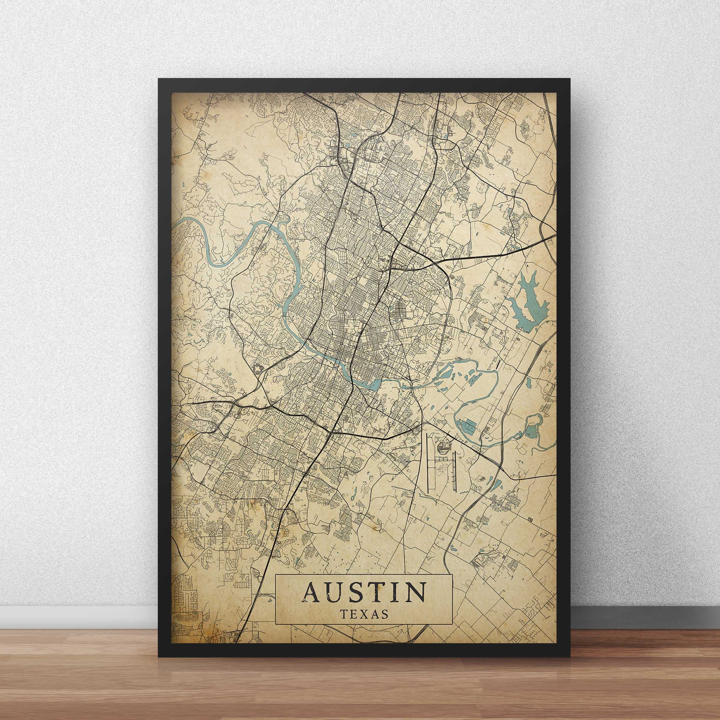 Vintage Style Map Austin Texas United States Instant - Etsy UK