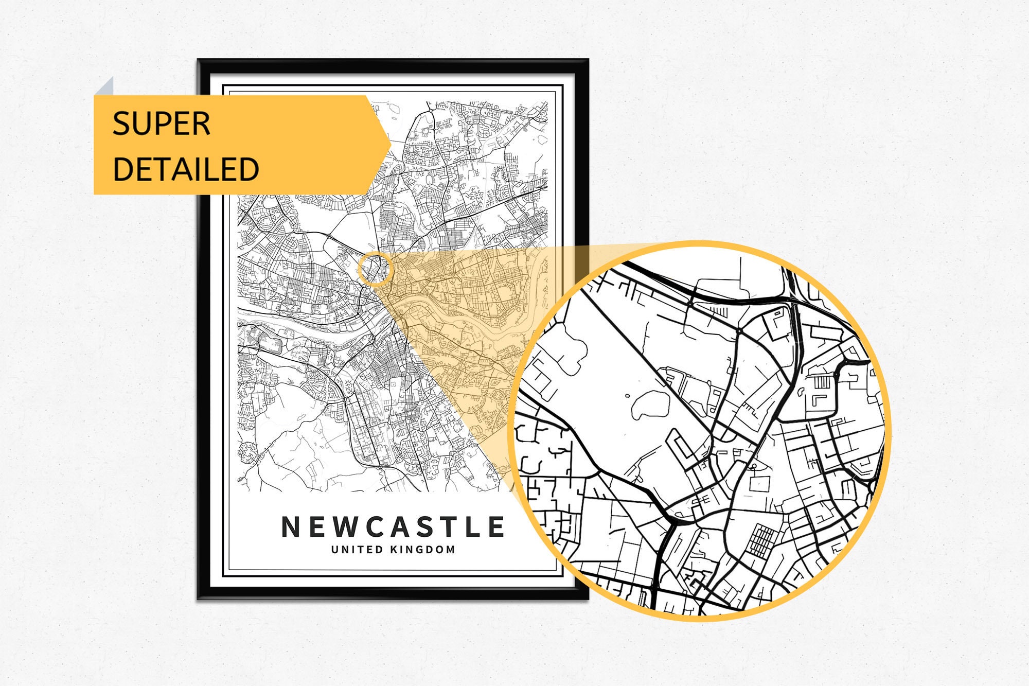 Printable Map of Newcastle England UK Instant Download - Etsy