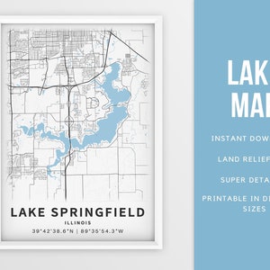 Printable Map of Lake Springfield Illinois United States - Etsy