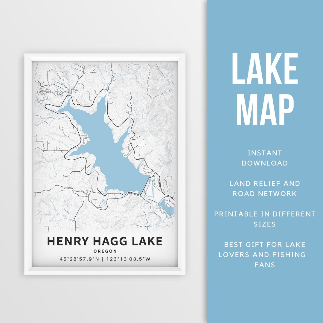 Mapa imprimible de Henry Hagg Lake, Oregón, EE. UU. Descarga ...