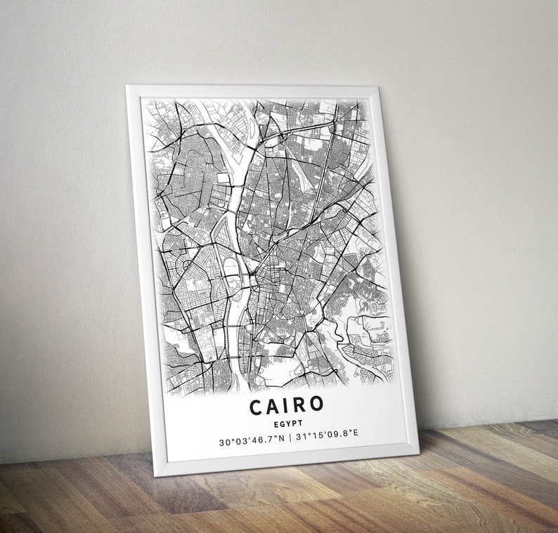 Cairo Egypt Map With Street Names, Printable Cairo City Poster (instant ...