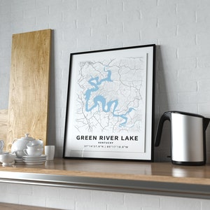 Printable Map of Green River Lake, Kentucky, US - Instant Download ...