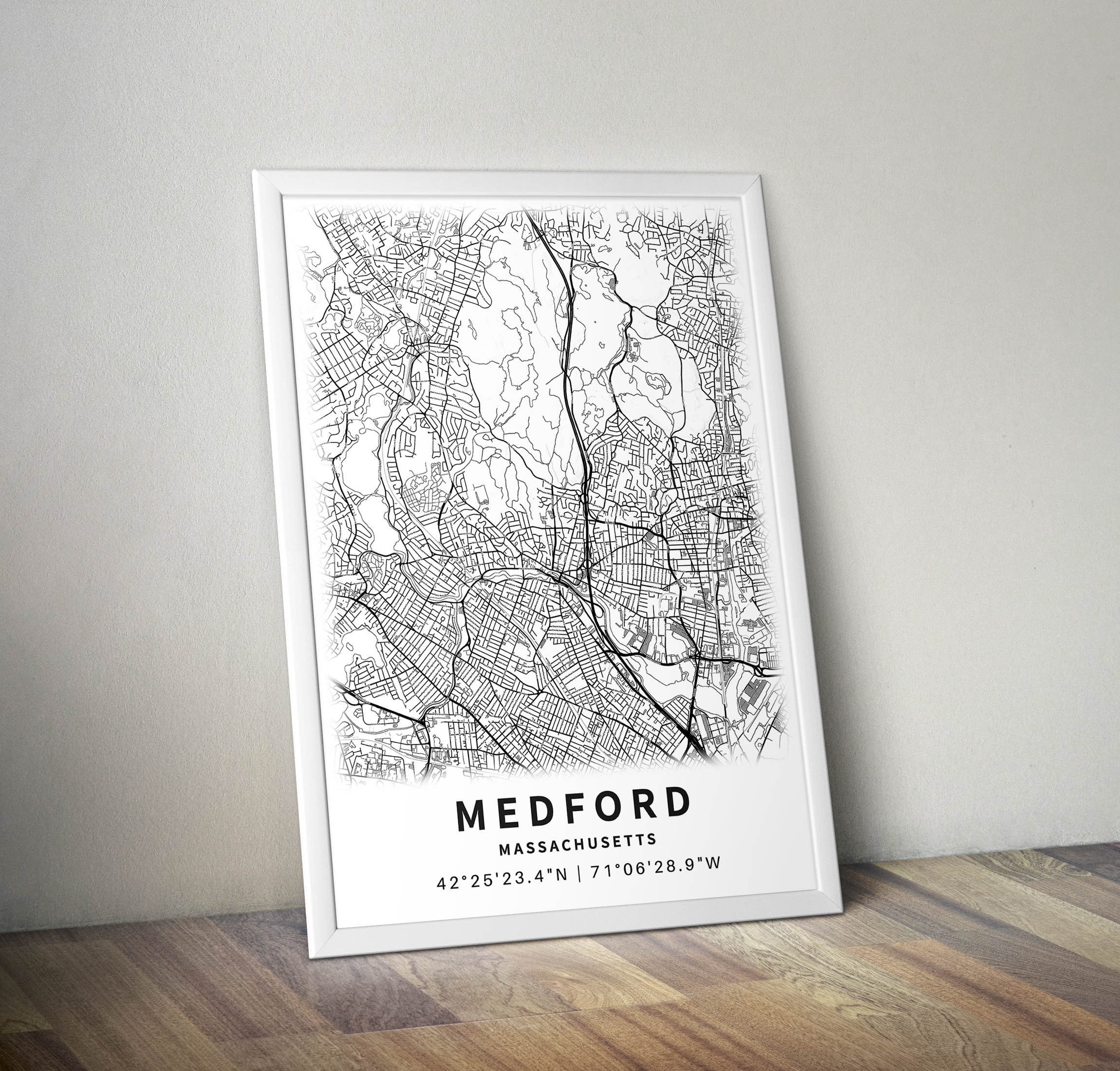 Printable Map of Medford Massachusetts MA United States With | Etsy