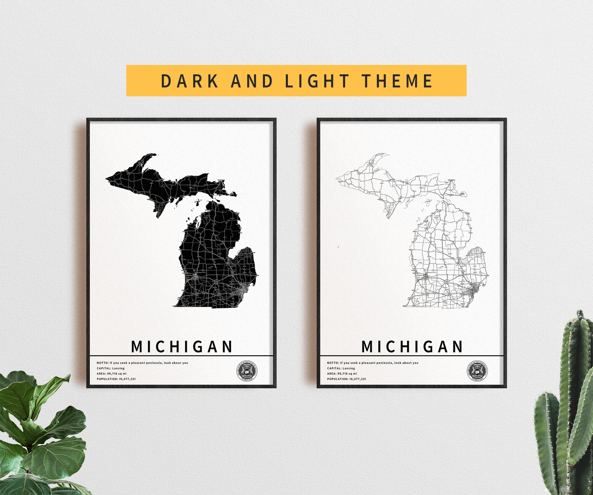 Capital A Y Su Mapa Político De Michigan Michigan, MI, Mapa