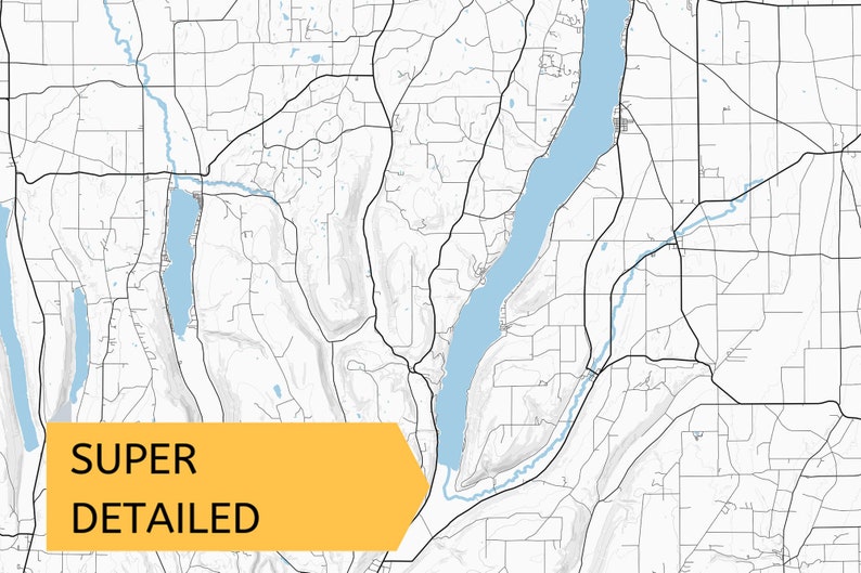 Printable Map of Finger Lakes New York United States - Etsy