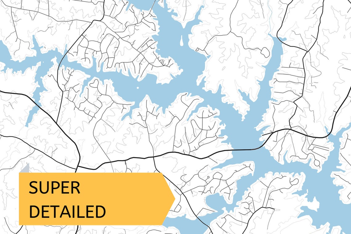 Printable Map of Lake Anna, Virginia - Instant Download \ Lake Map ...