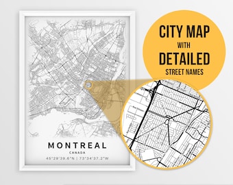 Wall Map of Montreal - Etsy