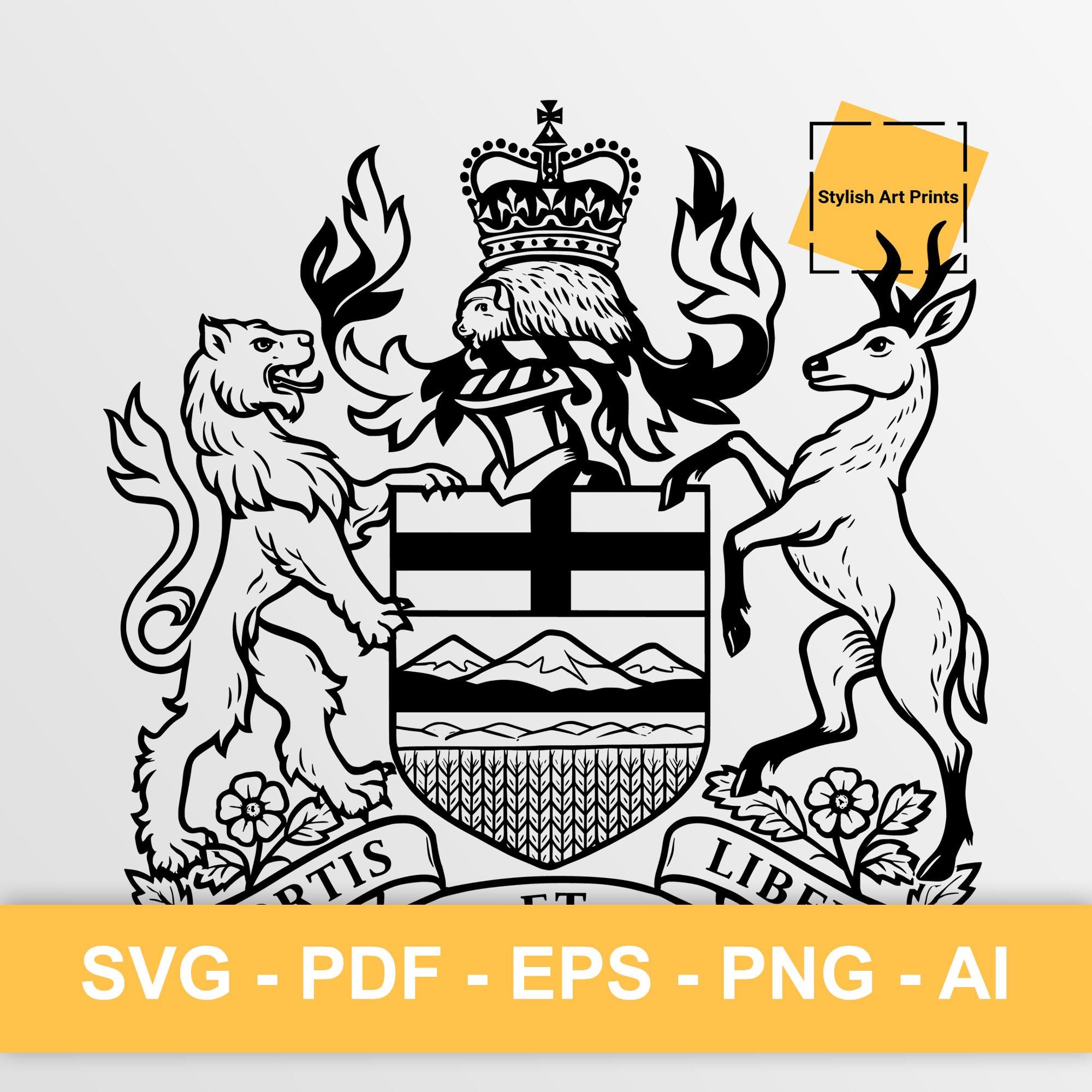 Alberta Coat of Arms Vector Clipart (SVG, PNG, PDF), Alberta Canada ...