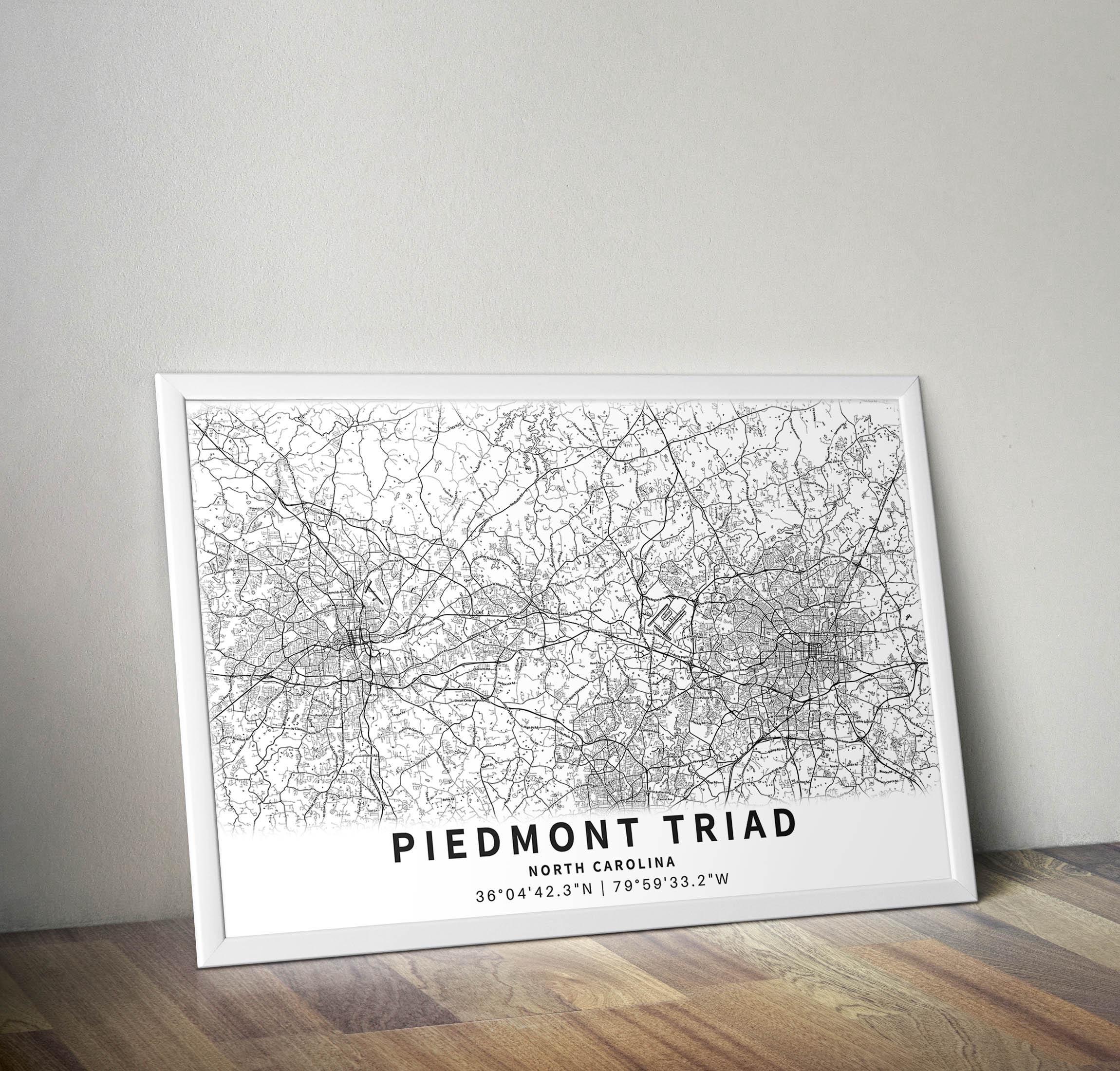 Printable Map of Piedmont Triad, North Carolina, USA With Street Names ...