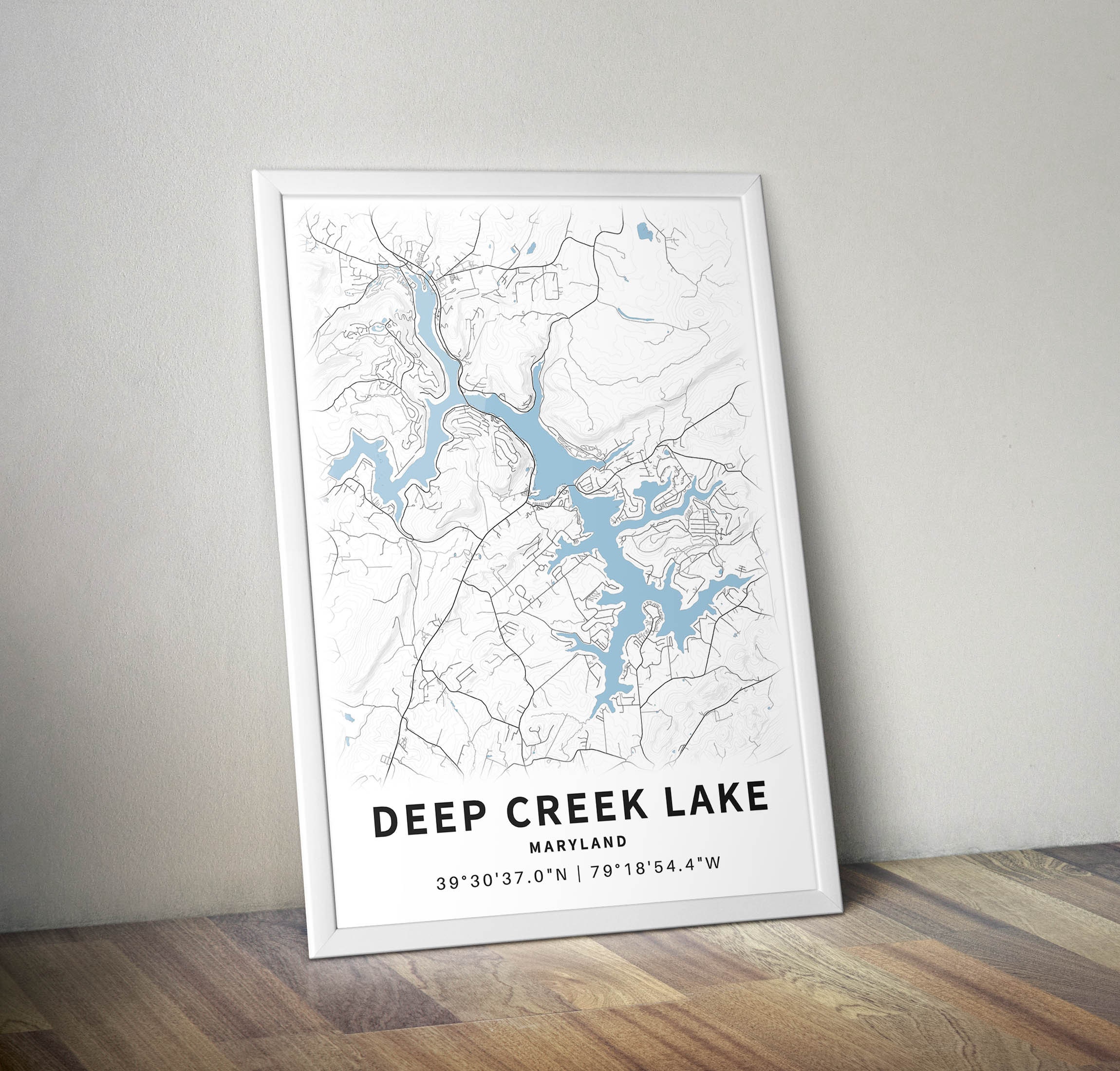 Printable Map of Deep Creek Lake Maryland United States | Etsy