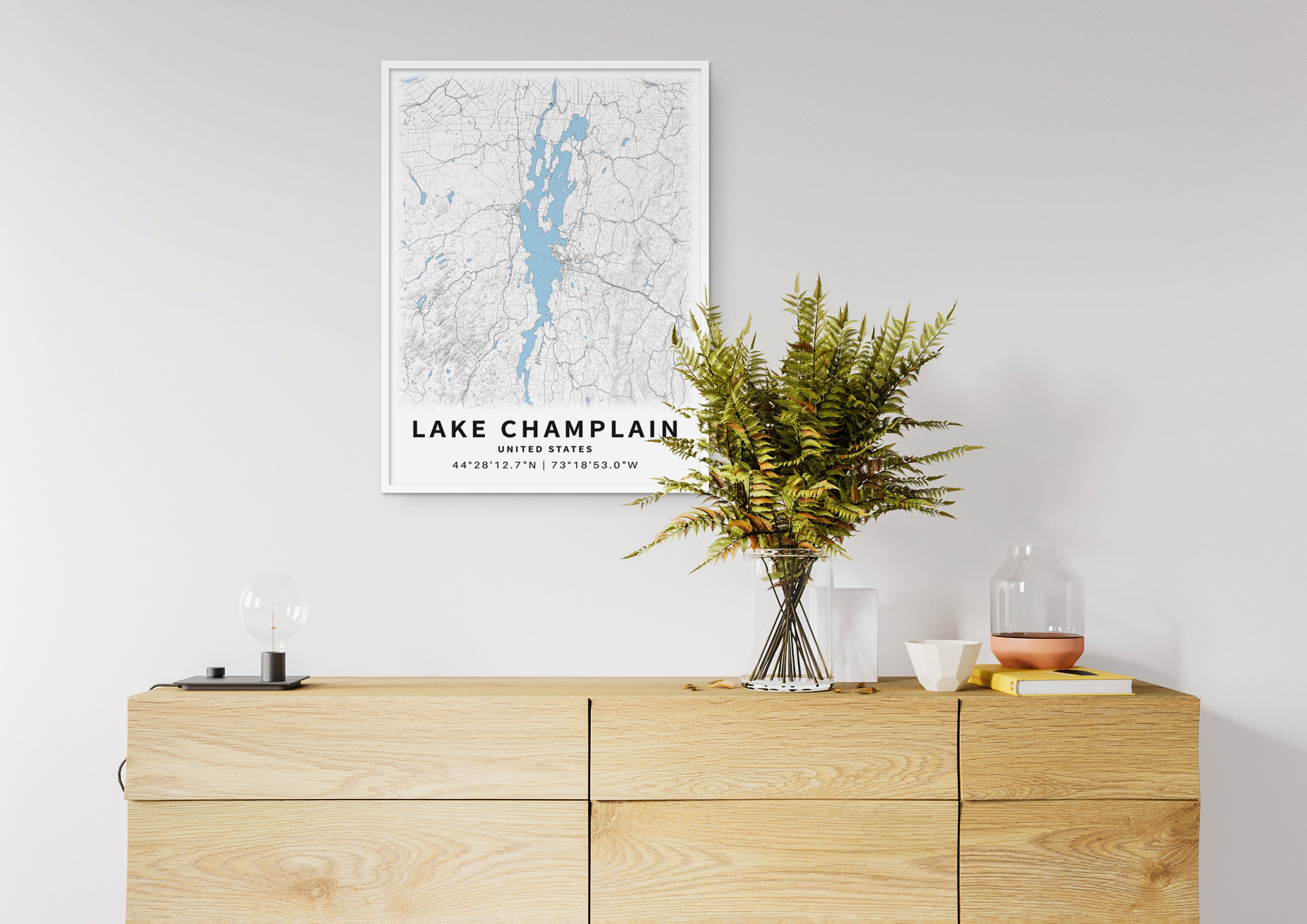 Printable Map of Lake Champlain Vermont United States | Etsy